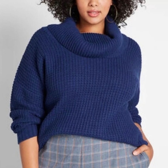 Modcloth | Sweaters | Modcloth Blue Corn Maze Waffleknit Cowl Sweater ...